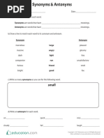 Synonyms and Antonyms Grade3 | PDF