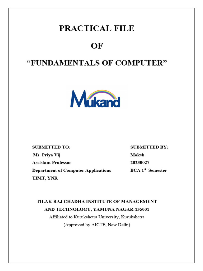 Fundamentals of Computer | PDF