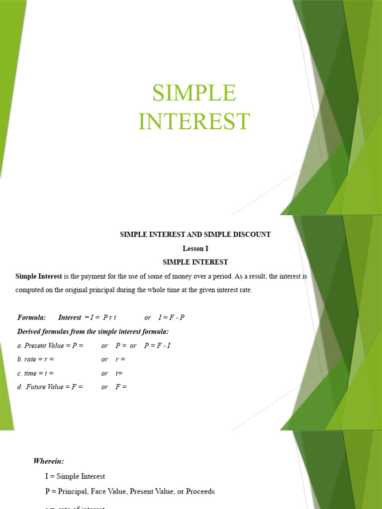 Moi Chapter I Simple Interest | PDF | Interest | Present Value