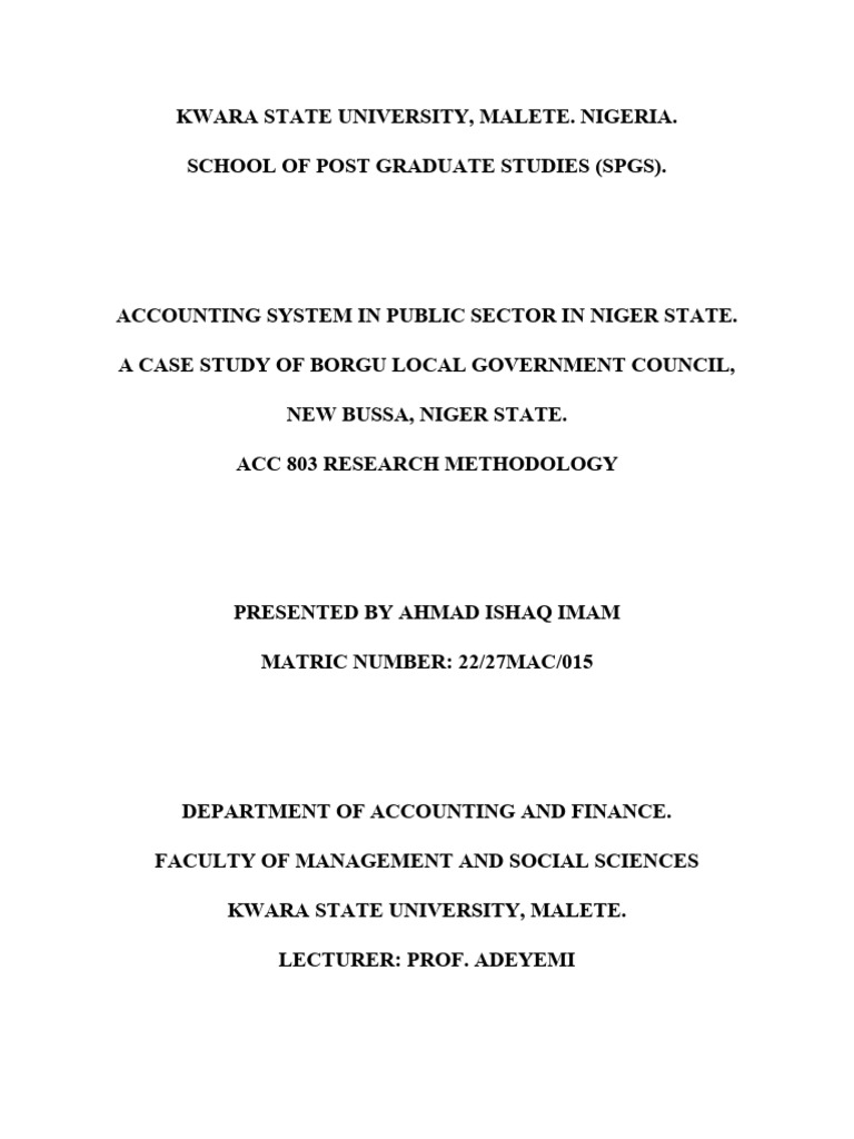 A Case Study of Borgu Local Government, New Bussa, Niger State. by ...