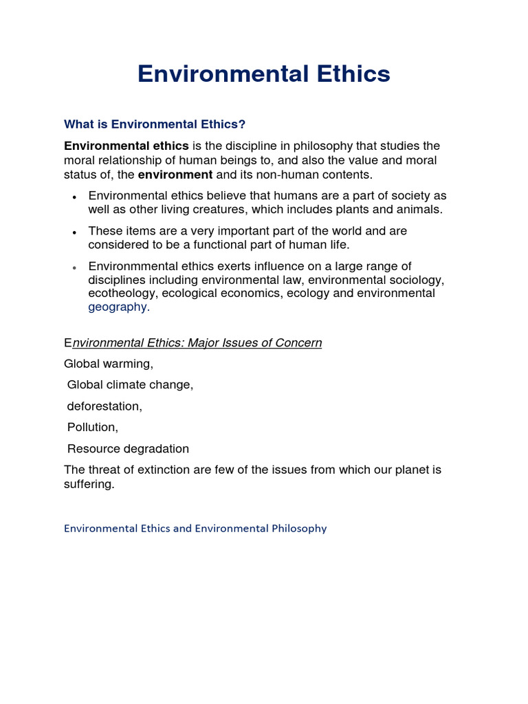 Environmental Ethics | PDF | Environmental Ethics | Virtue
