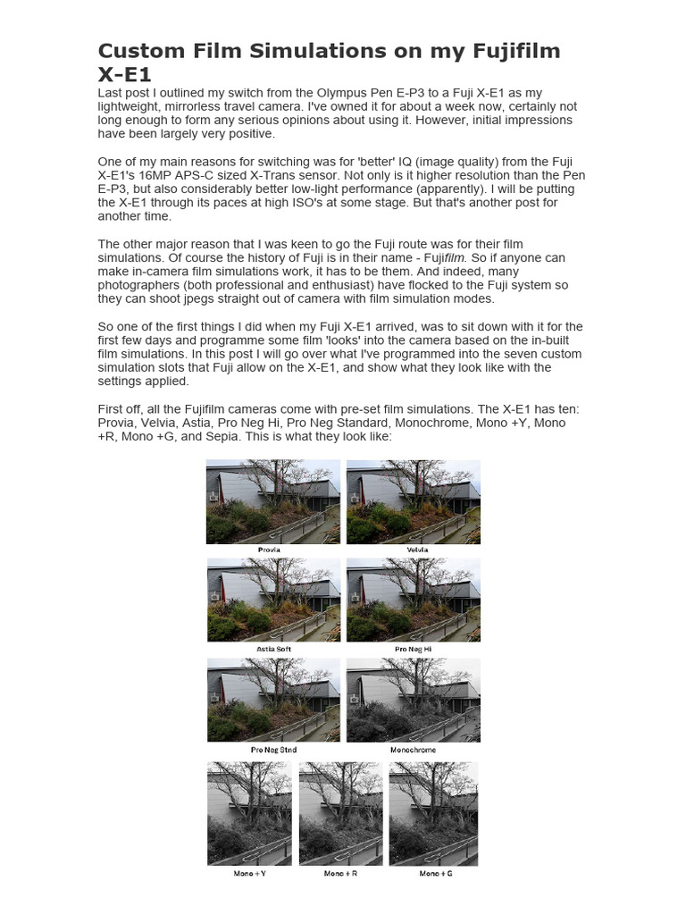 X-Pro 1 Recipes | PDF | Film Speed | Raw Image Format
