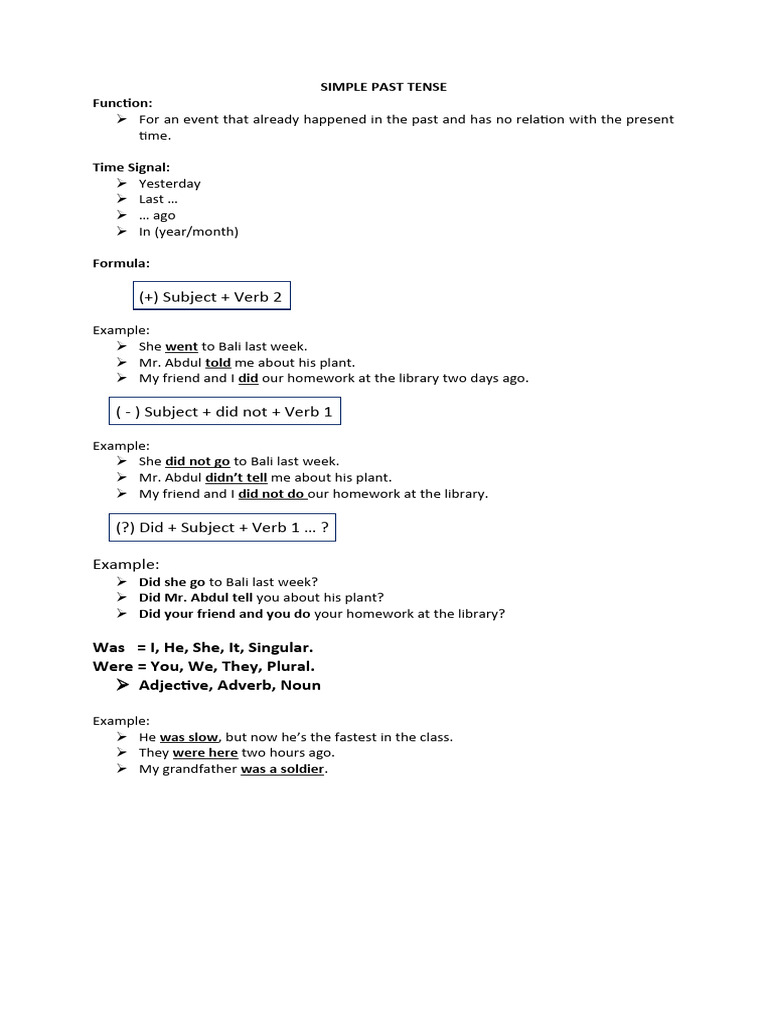 Simple Past Tense | PDF