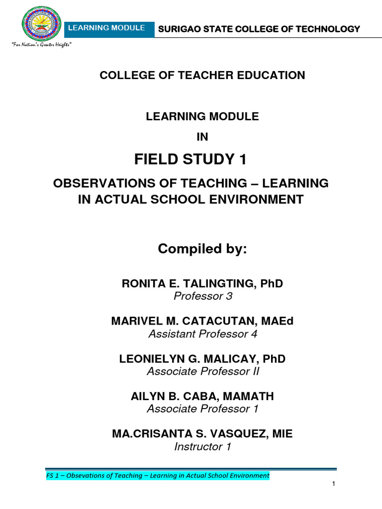 FS 1 Module | PDF | Educational Assessment | Learning