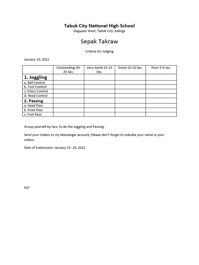 Sepak Takraw Criteria For Judging | PDF