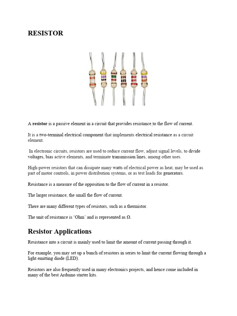 RESISTOR | PDF | Resistor | Electrical Resistance And Conductance