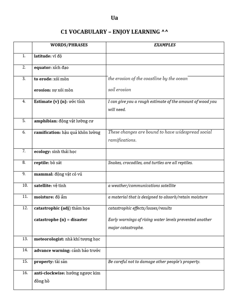 VOCABULARY | PDF | Foreign Language Studies | Teaching Methods & Materials