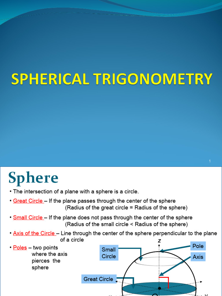 Spherical Trigonometry | PDF | Sphere | Area
