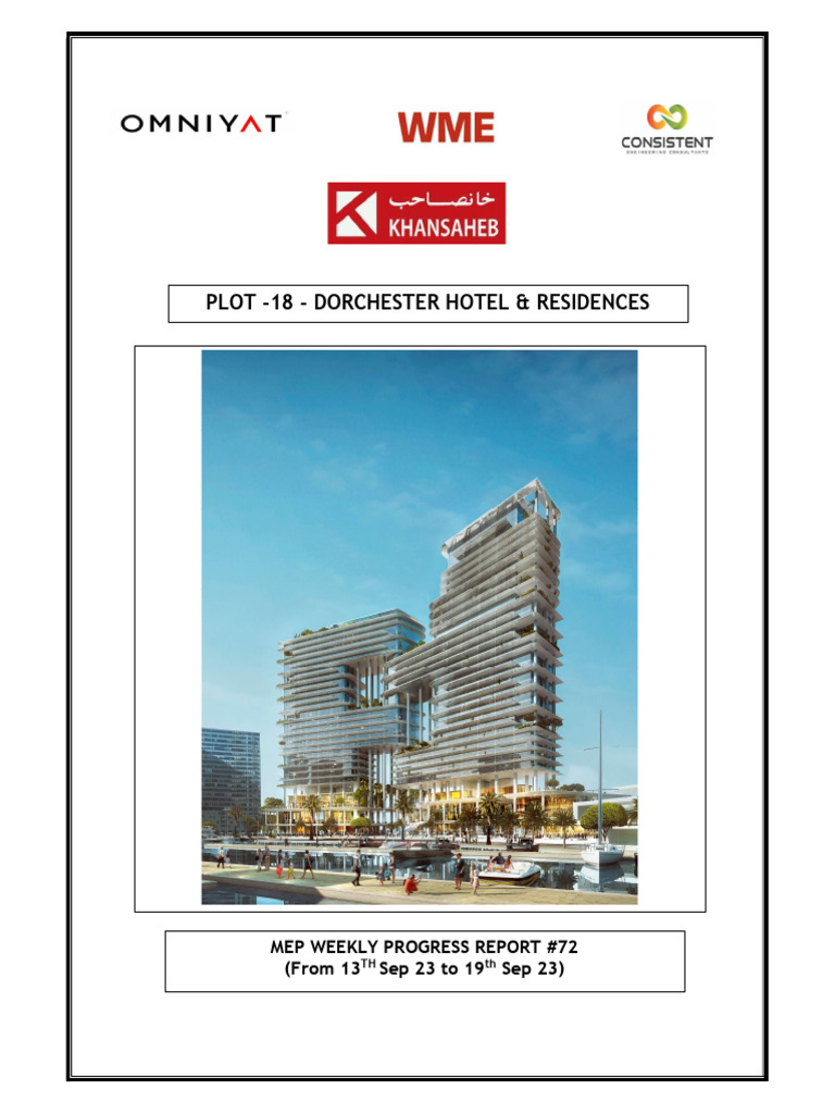 Plot - 18 - Dorchester Hotel & Residences: Mep Weekly Progress Report #72 (From 13 Sep 23 To 19 ...