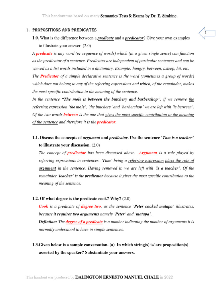 ALL ABOUT SEMANTICS by CHALE D #1 | PDF | Proposition | Human Communication