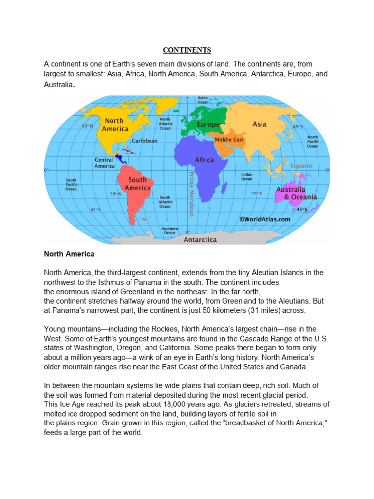 CONTINENTS | PDF | Antarctica | South America
