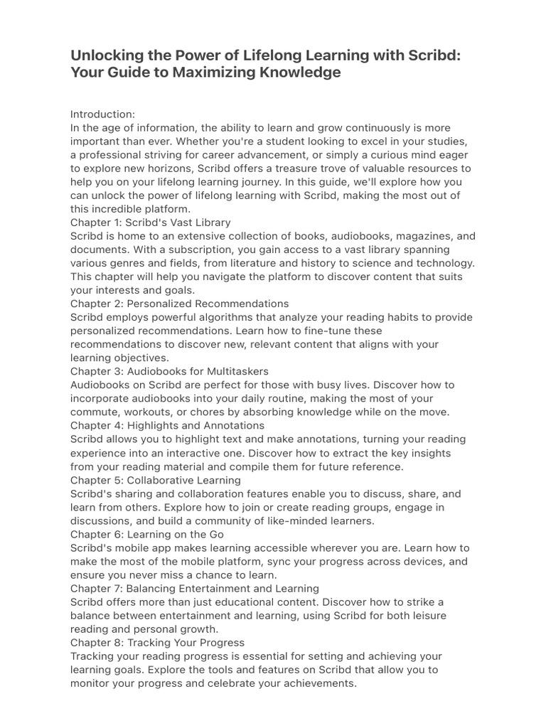 Unlocking The Power of Lifelong Learning With Scribd: Your Guide To ...