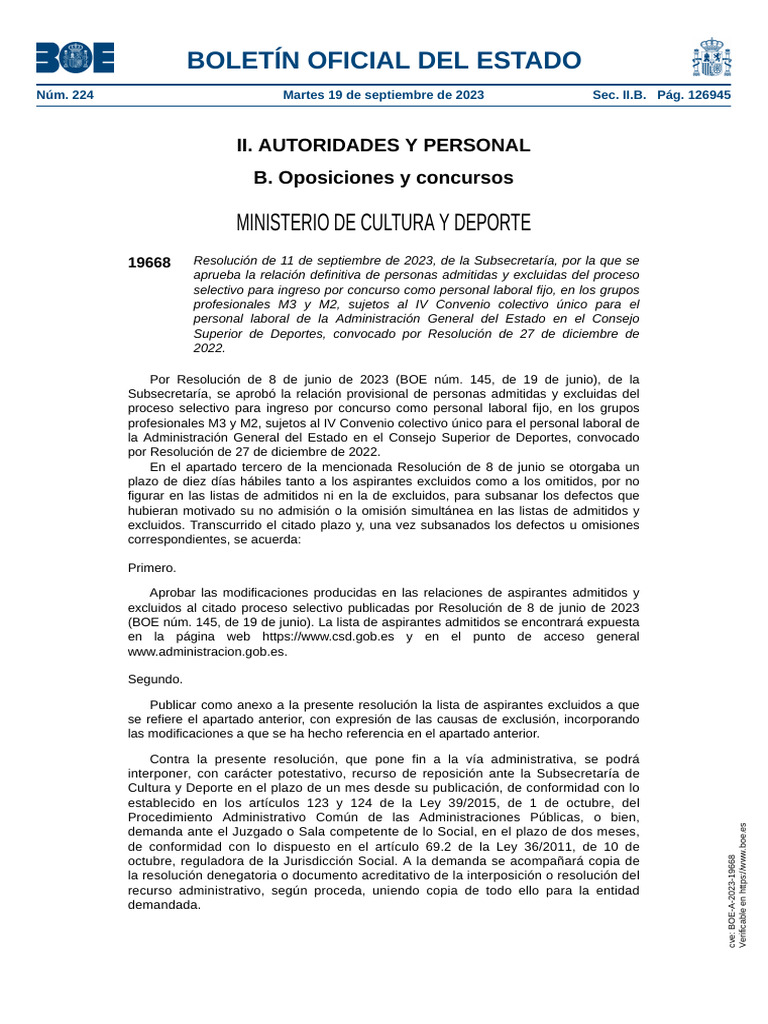 Boe A 2023 19668 | PDF | España | Gobierno
