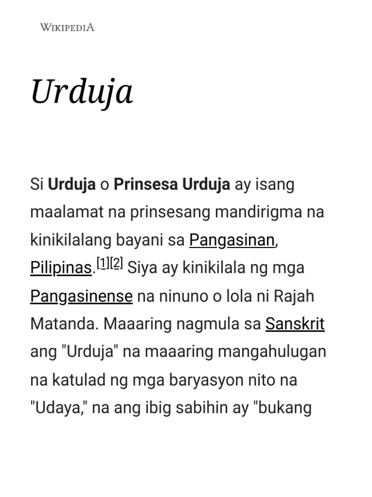 Urduja - Wikipedia, Ang Malayang Ensiklopedya | PDF