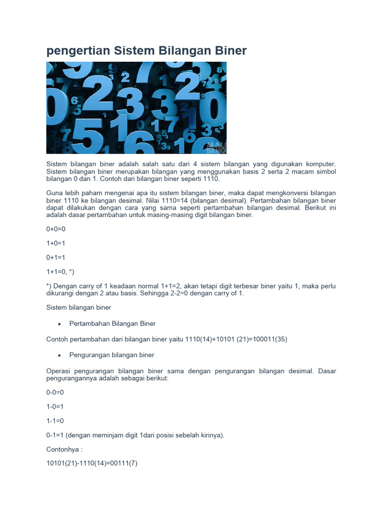 Pengertian Sistem Bilangan Biner | PDF