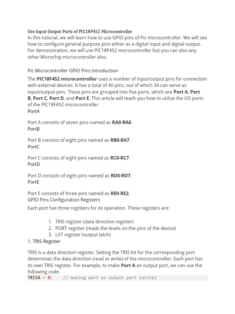 Pic Example | Download Free PDF | Input/Output | Microcontroller