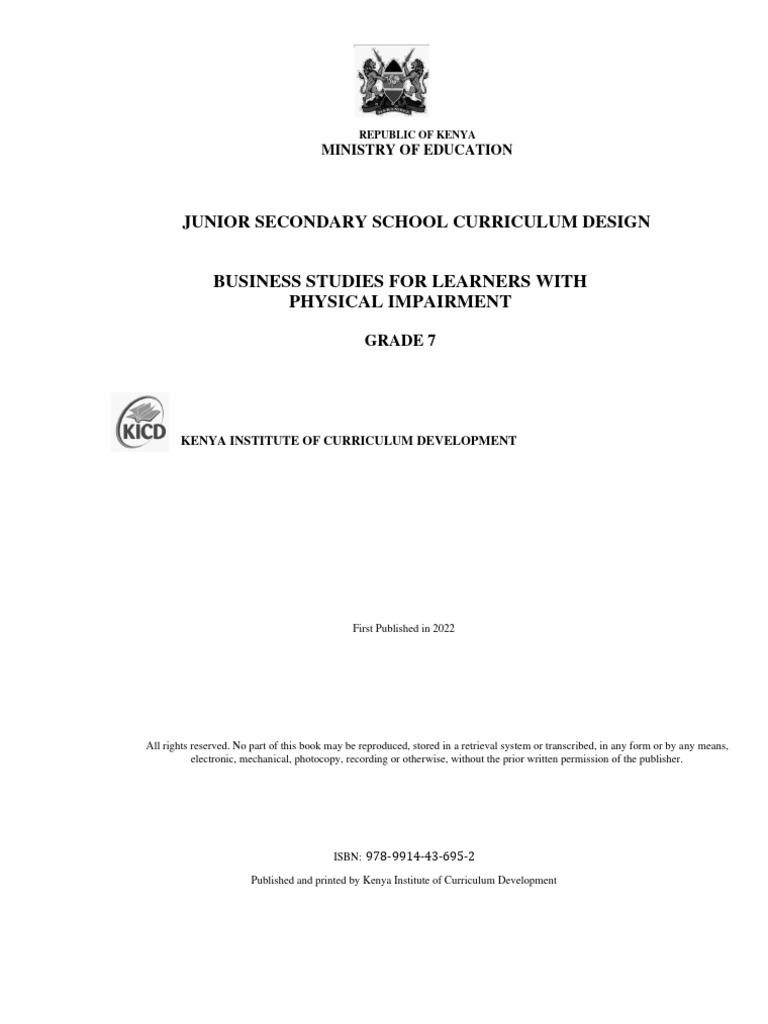 Business Studies Grade 7 Curriculum Design Physical Impairment | PDF ...