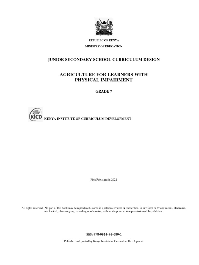 Agriculture Grade 7 Curriculum Design Physical Impairment | PDF ...