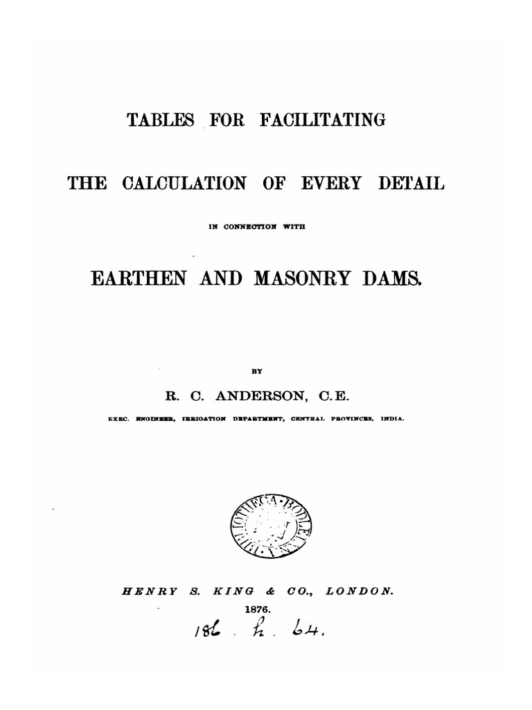 Dams Tables For Facilitating The Calculation | PDF