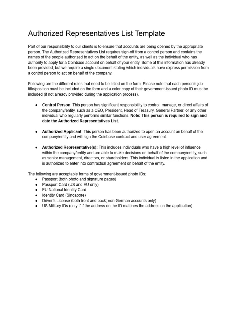 Authorized Representatives Template Institutional Institutional ...