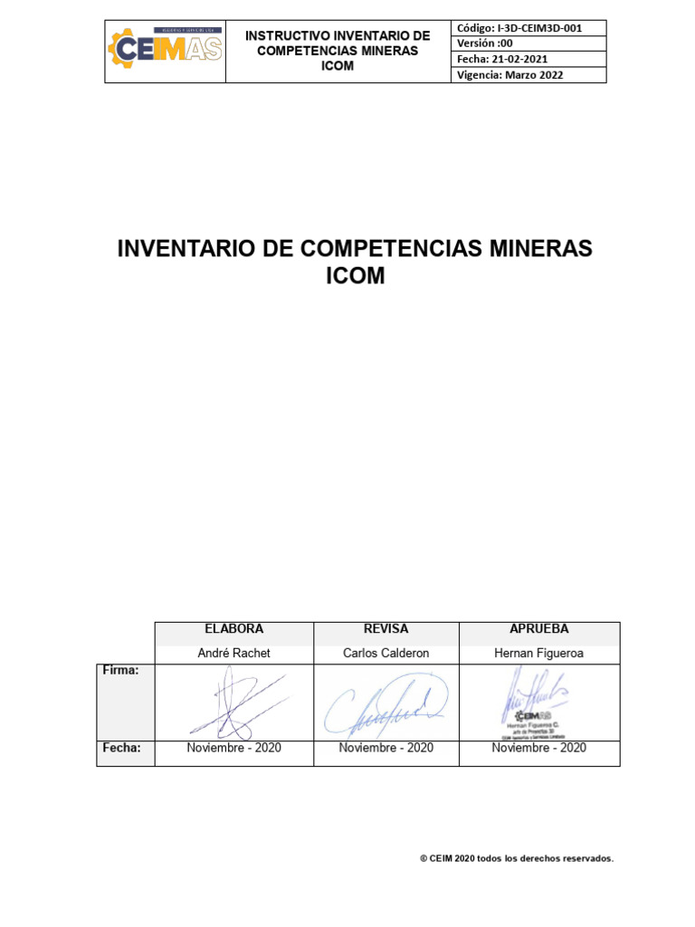 Instructivo Psicolaboral ICOM 2 | PDF | Aprendizaje | Comportamiento