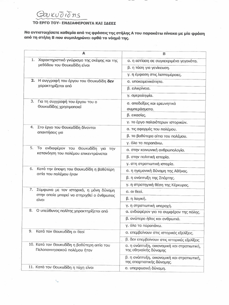 Θουκιδιδης α λυκειου | PDF