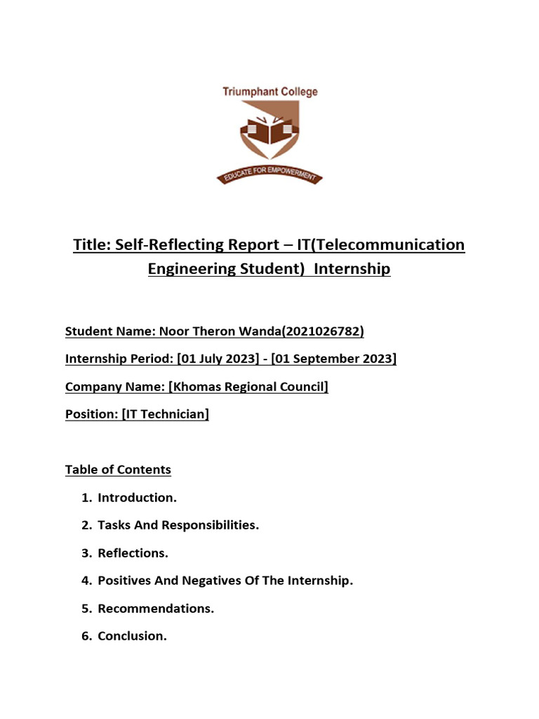 Self Reflecting Report | PDF | Mentorship | Computer Security