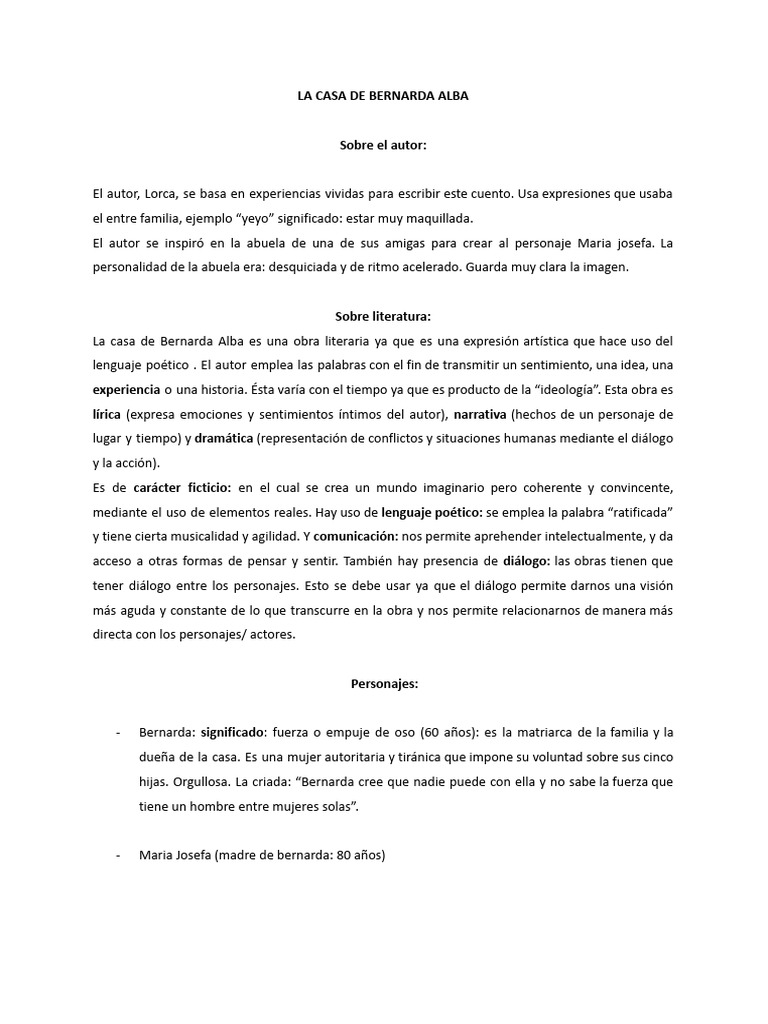 La Casa de Bernarda Alba | PDF | Autor