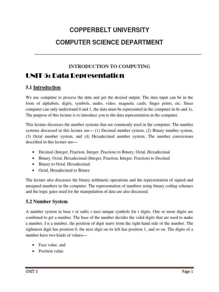 UNIT 5-Data Representation | PDF | Decimal | Mathematics UNIT 5-Data Representation | PDF | Decimal | Mathematics