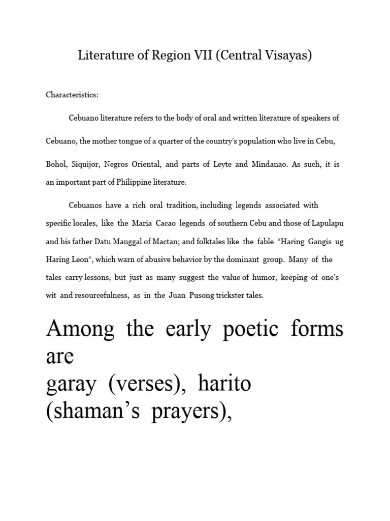 Literature of Region VII | PDF | Poetry