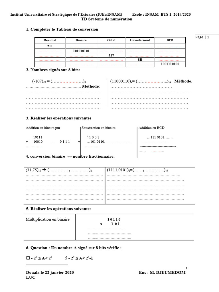 TD Système de Numération | PDF