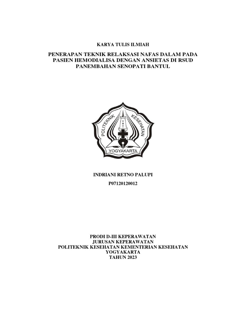 Penerapan Teknik Relaksasi Nafas Dalam Pada Pasien Hemodialisa Dengan ... Penerapan Teknik Relaksasi Nafas Dalam Pada Pasien Hemodialisa Dengan ...