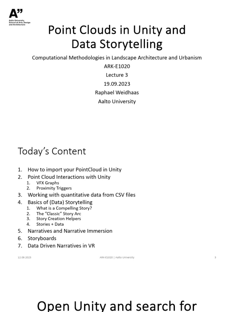 Unit 3 Point Cloud Unity and Storytelling | PDF | Computing