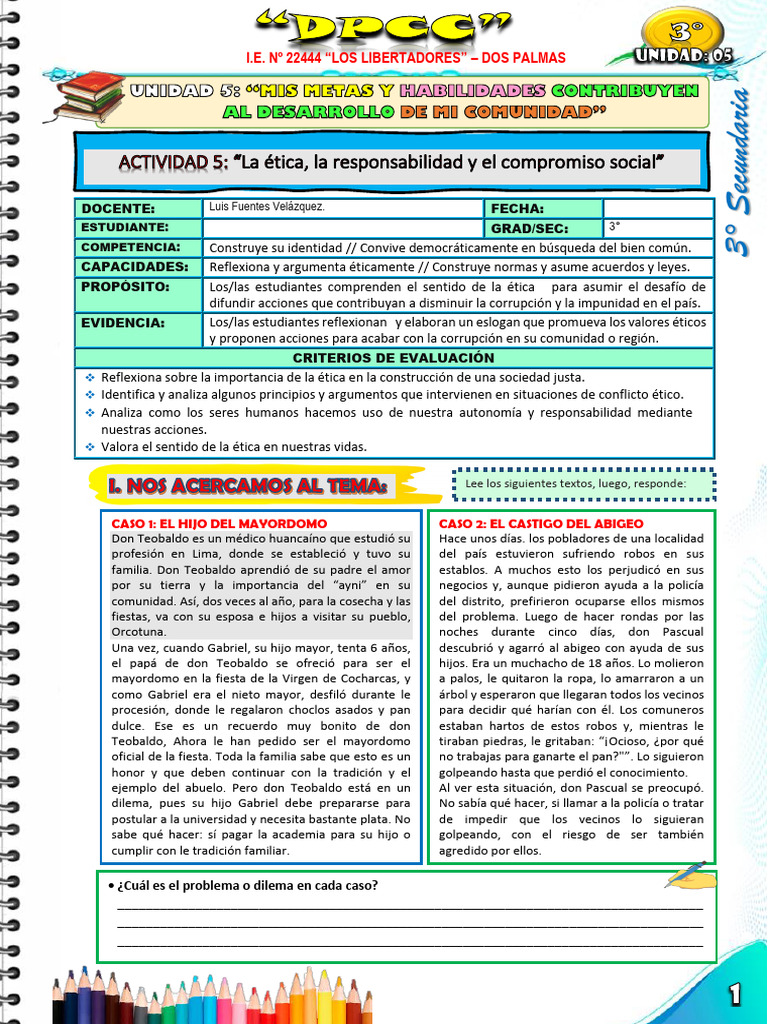 3° DPCC - Actv.05-Unid.5 2023 | PDF | Derechos humanos | Verdad