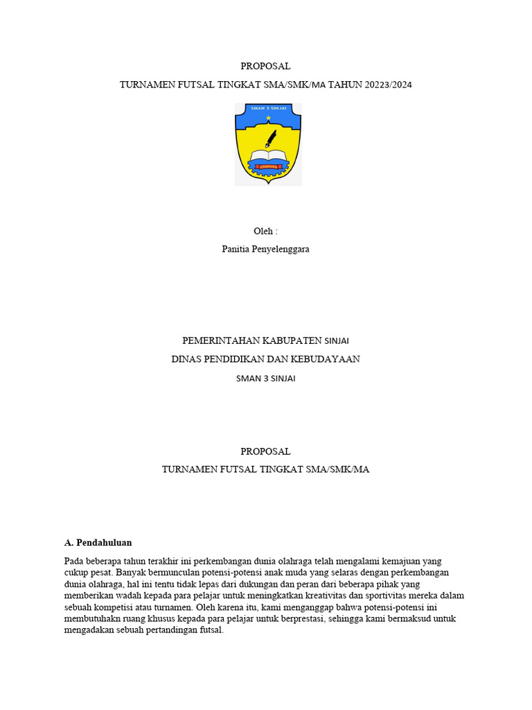 Contoh Proposal Futsal 1 | PDF