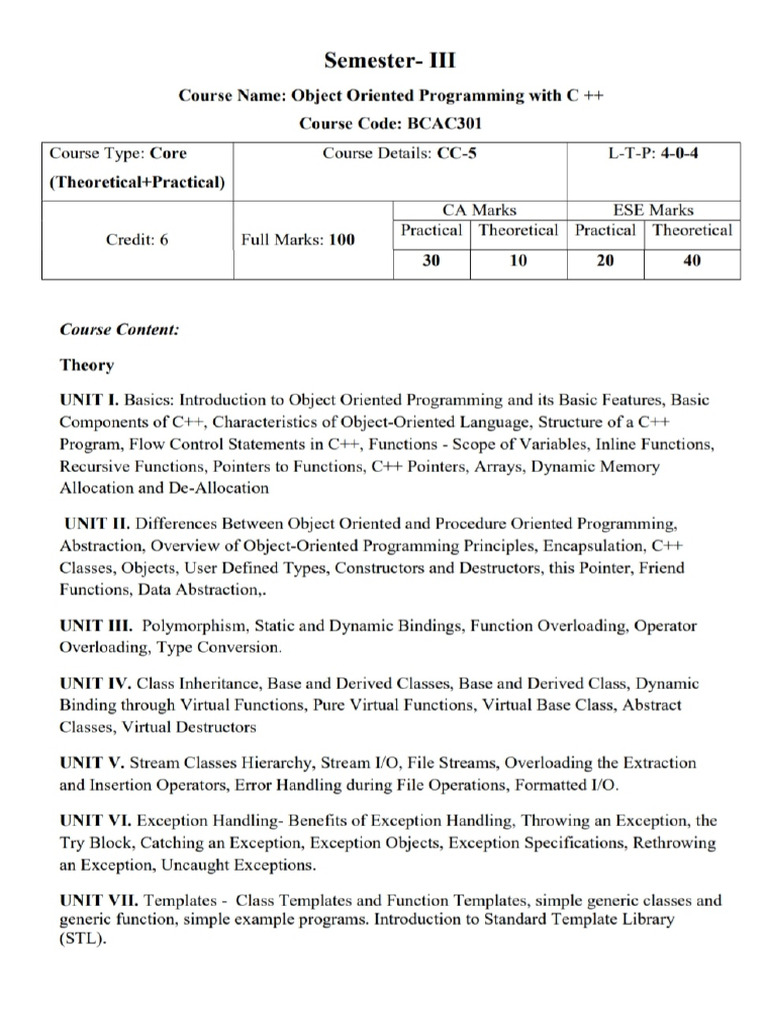 BCA - 3rd Sem Syllabus | PDF