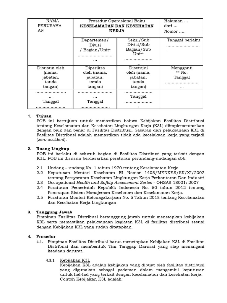 POB Keselamatan Dan Kesehatan Kerja | PDF