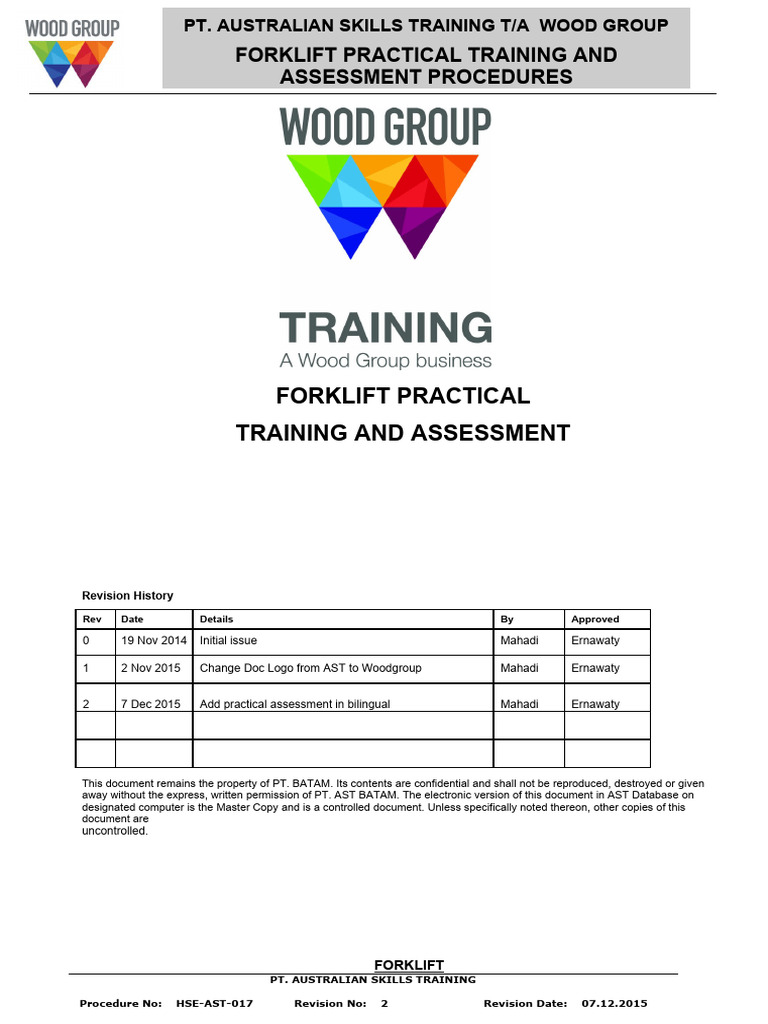 Forklift Practical Training and Assessment Procedures | PDF | Forklift ...