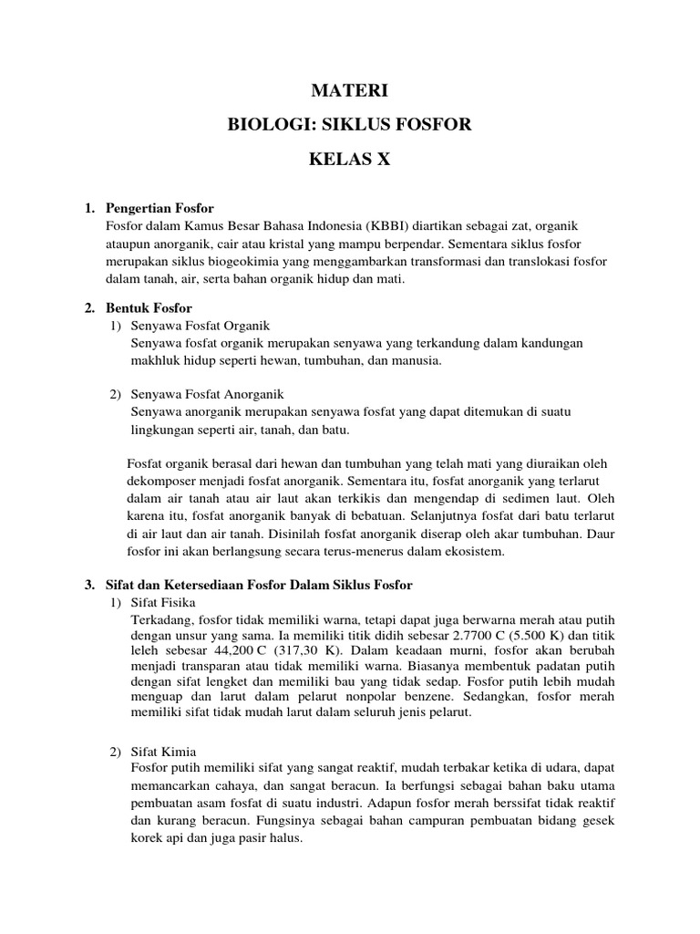 Siklus Fosfor: Proses dan Dampaknya | PDF