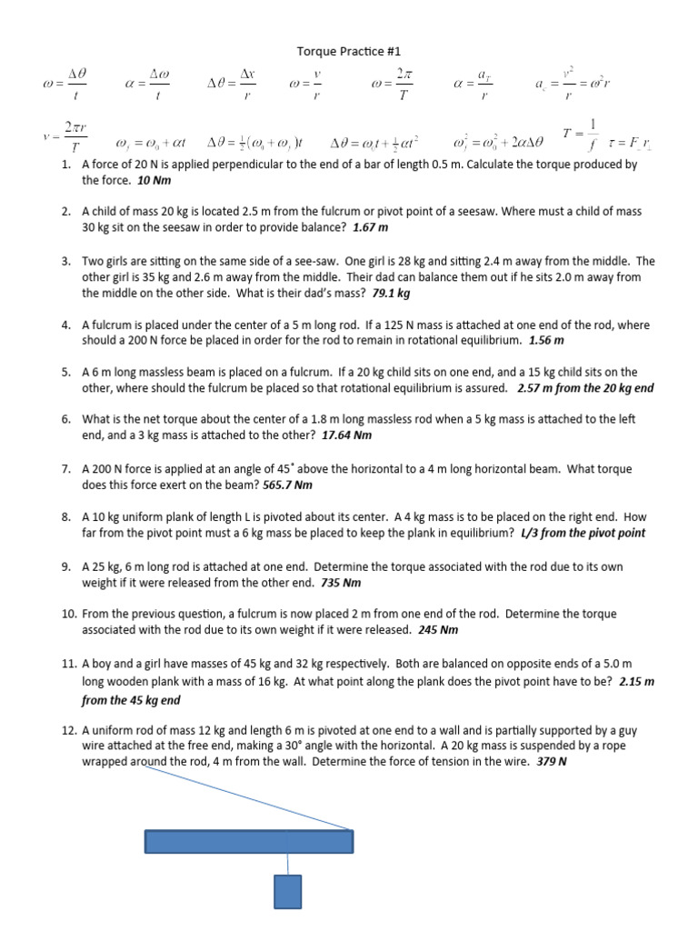 Torque Practice 1 | PDF | Lever | Torque