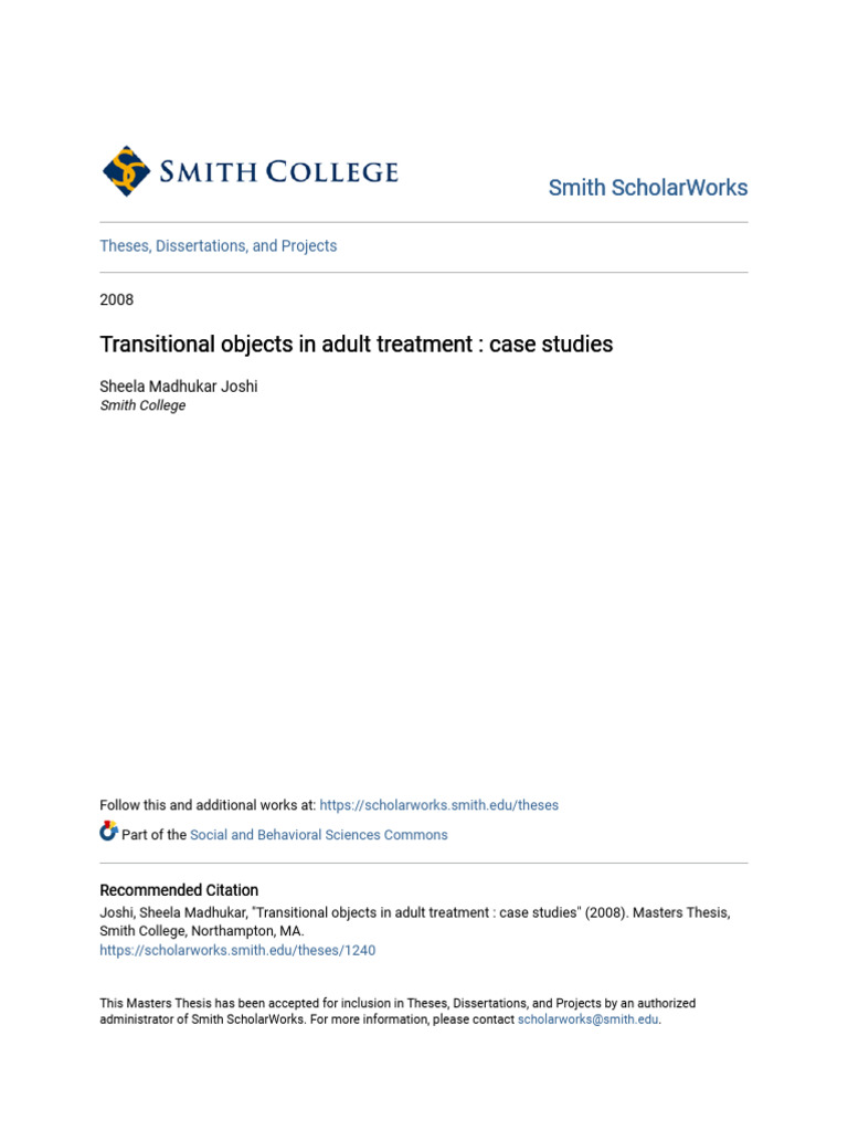 Transitional Objects in Adult Treatment - Case Studies | PDF | Object ...