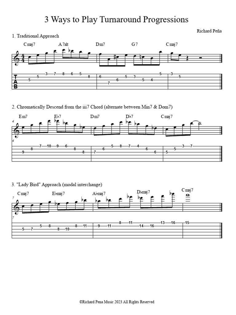 3 Ways To Play Turnaround Progressions | PDF | Musical Forms | Melody