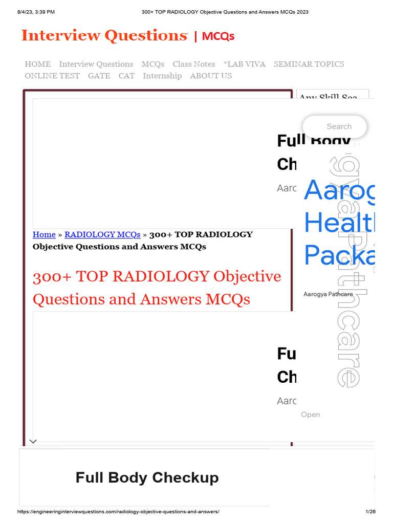 300+ TOP RADIOLOGY Objective Questions and Answers MCQs 2023 | PDF ...