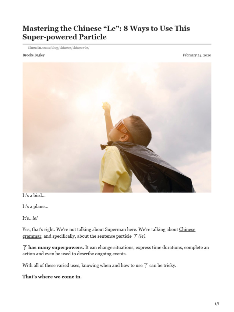 Chinese Le | PDF | Verb | Chinese Language