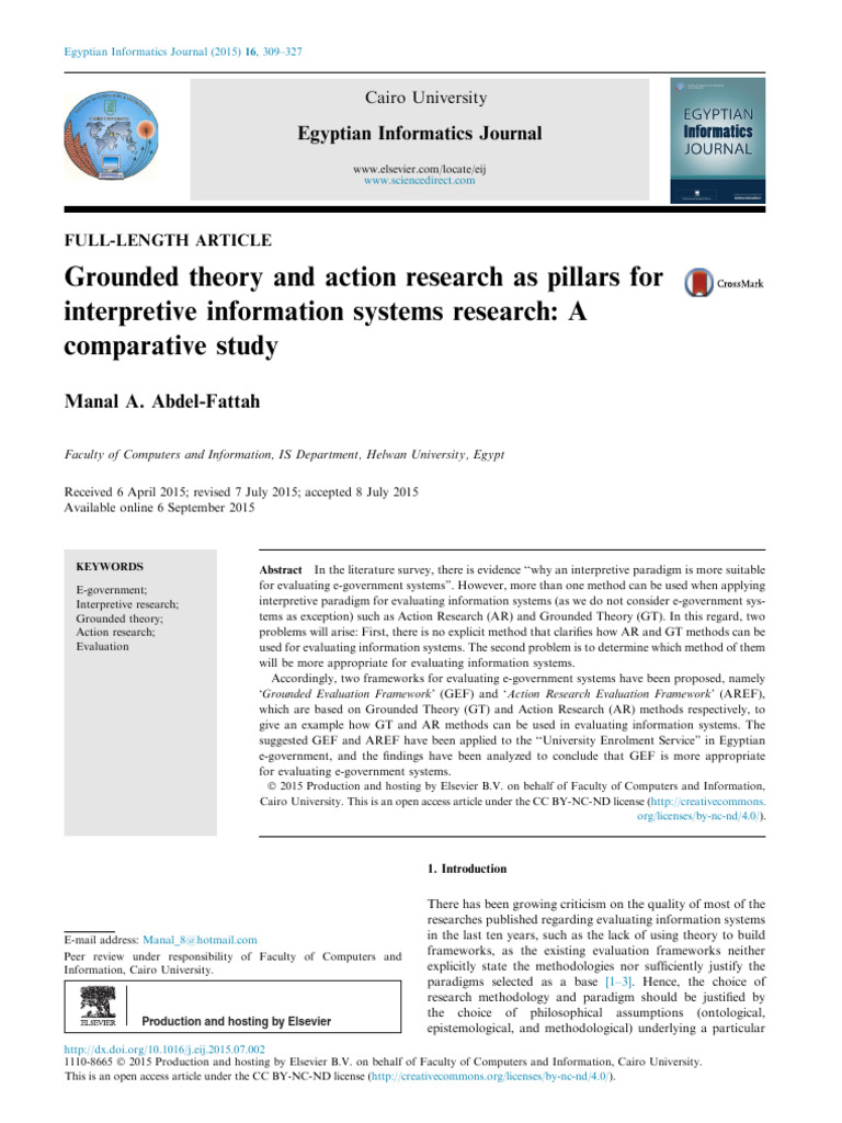 Grounded Theory And Action Research As Pillars For Interp 2015 Egyptian Info Pdf