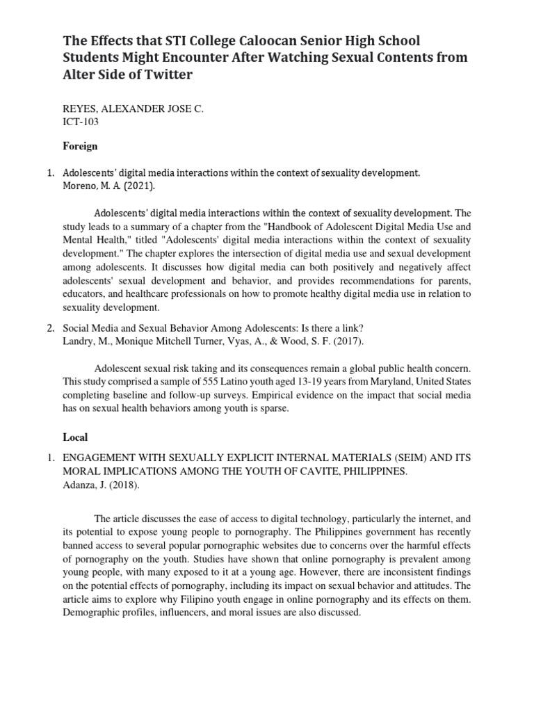 The Effects That STI College Caloocan Senior High School Students Might ...