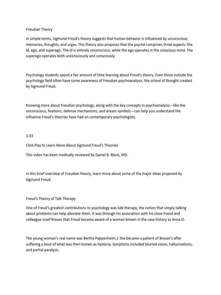 Freudian Theory | PDF | Sigmund Freud | Id