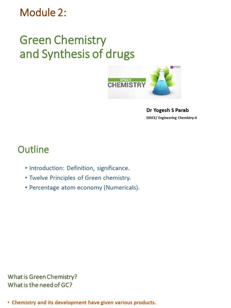 Green Chemistry: Principles and Atom Economy | PDF | Green Chemistry ...