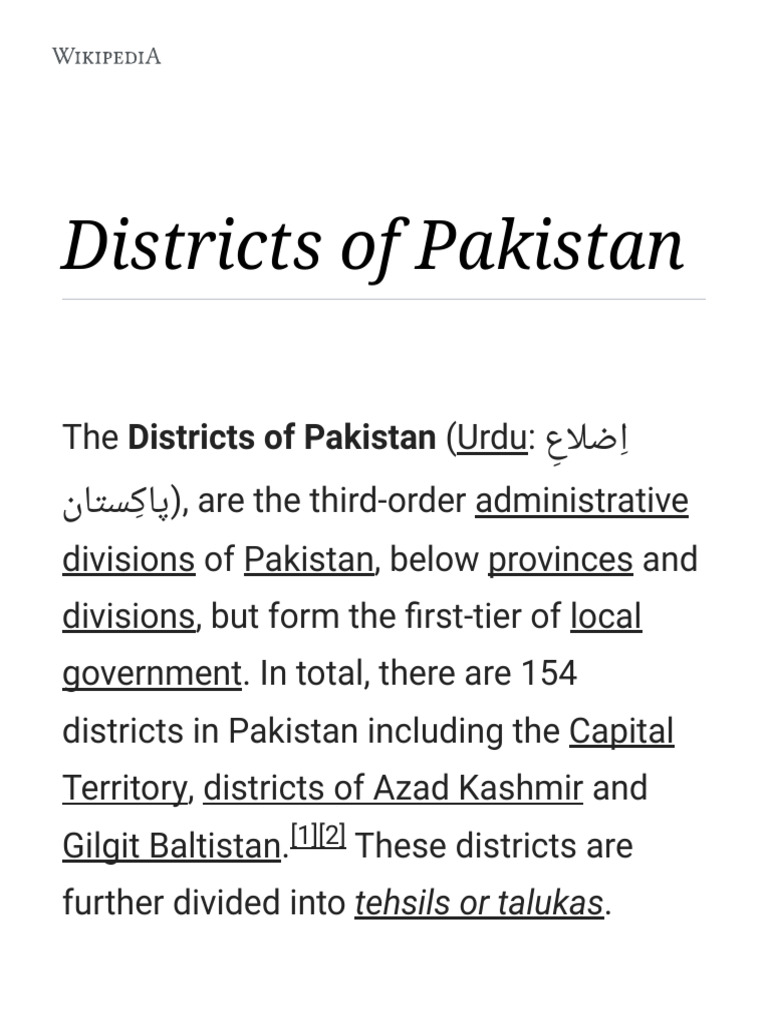 Overview of Pakistan's Districts | PDF | Pakistan | Government Of Pakistan