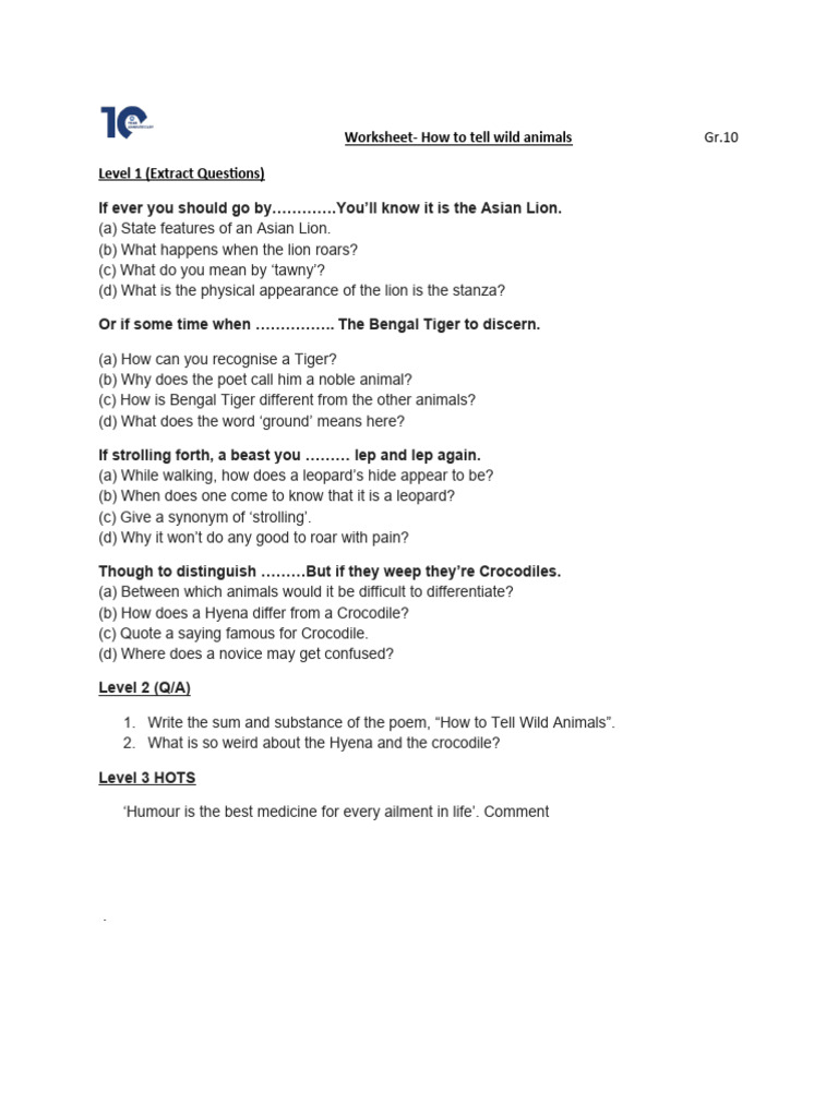 How To Tell Wild Animals | PDF
